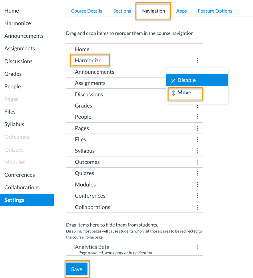Adding Harmonize Navigation (Canvas) – Harmonize